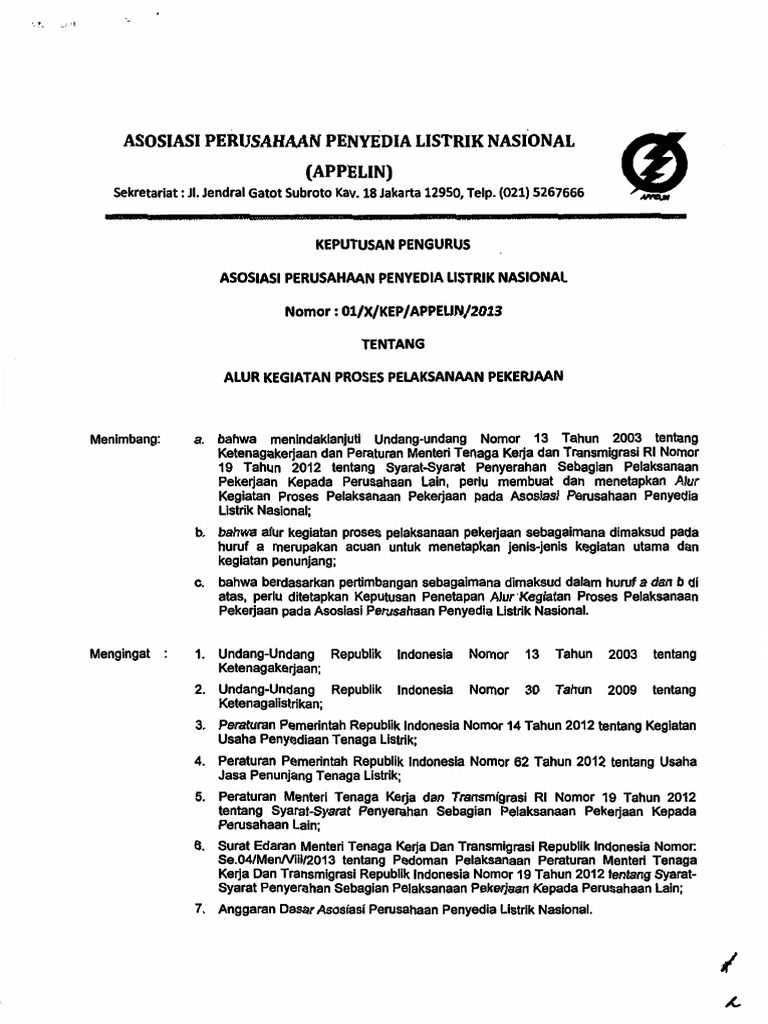 Alur Proses Ketenagalistrikan APPELIN | PDF