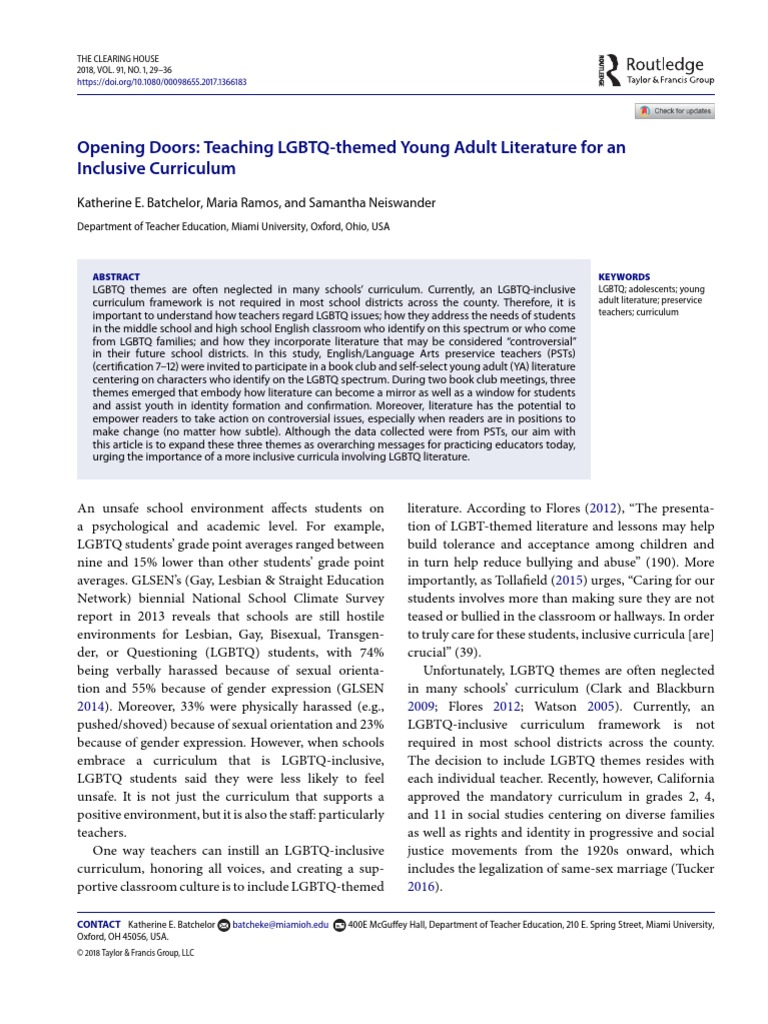 LGBTQ-themed Young Adult Literature | PDF | Young Adult Fiction ...