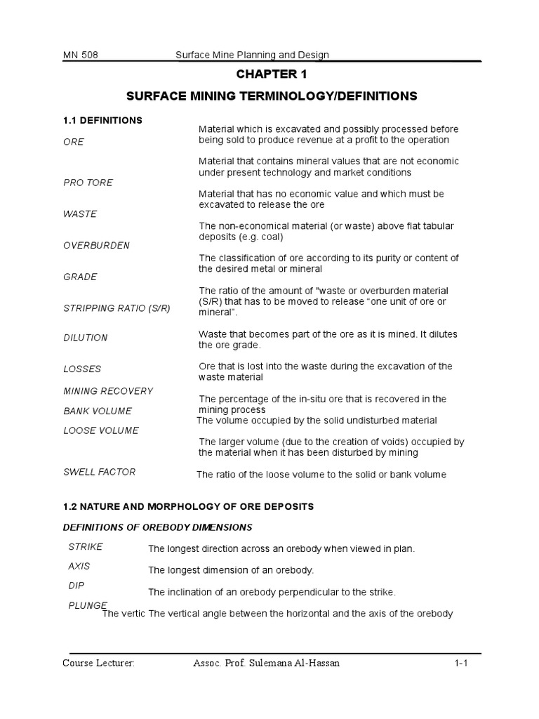 Surface Mining Terminology Defined | PDF | Mining | Surface Mining