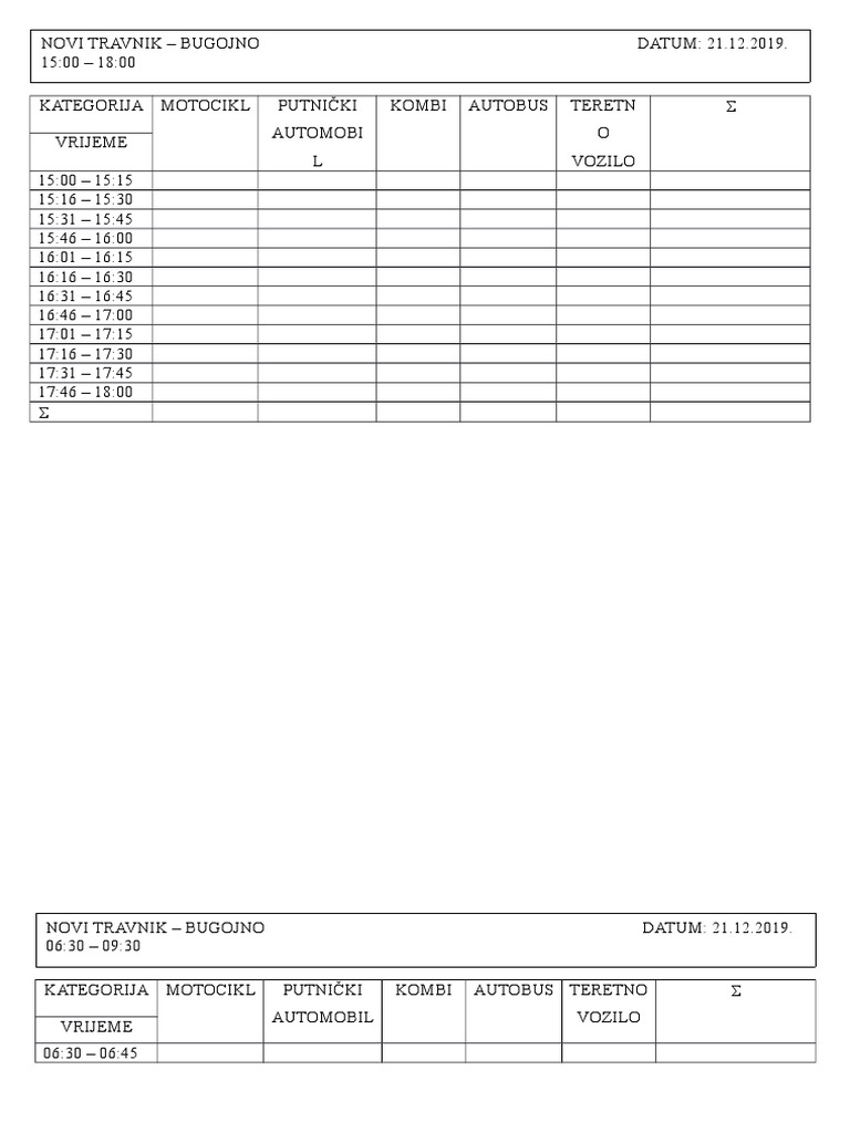 Tabela - Brojanje Prometa | PDF