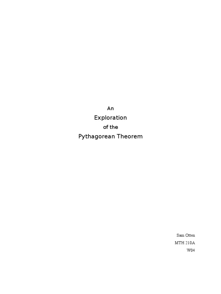 Exploration Pythagorean Theorem: Sam Otten MTH 210A W04 | PDF | Fermat ...