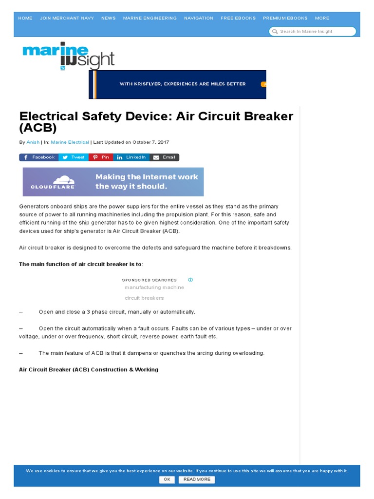 Electrical Safety Device - Air Circuit Breaker (ACB) PDF | Download ...