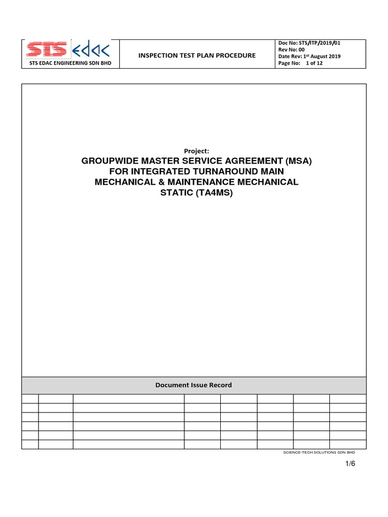 ITP Procedures | PDF | Welding | Construction