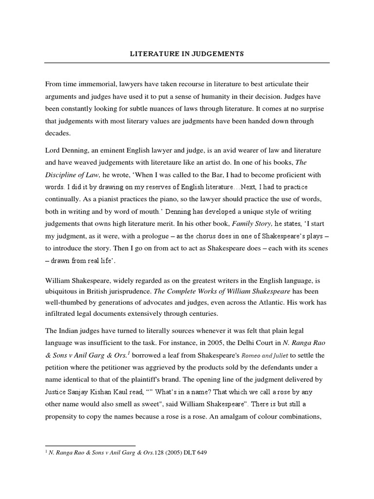 Literature in Judgements | PDF | Judge | Justice