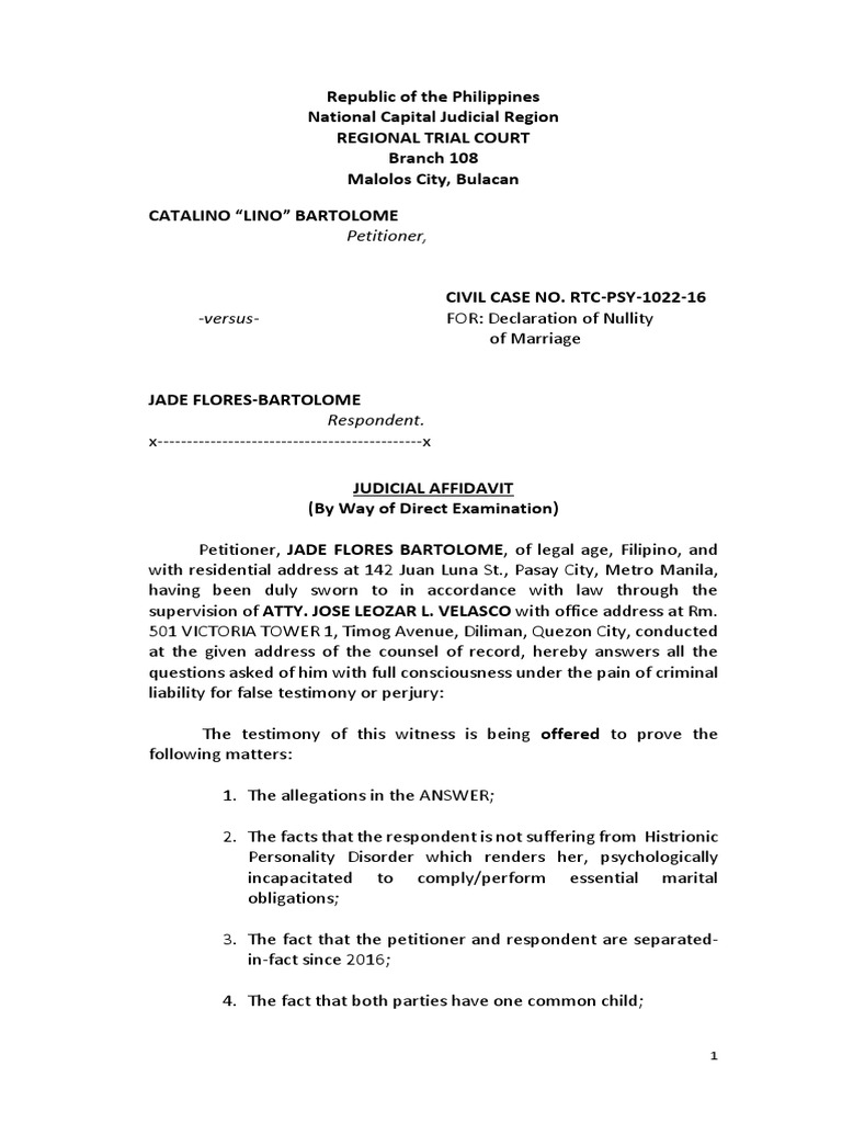 Judicial Affidavit Sample | PDF | Perjury | Affidavit