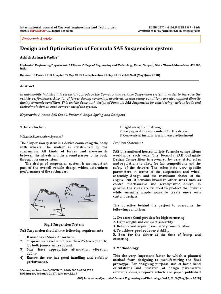Design and Optimization of Formula SAE Suspension System | PDF ...