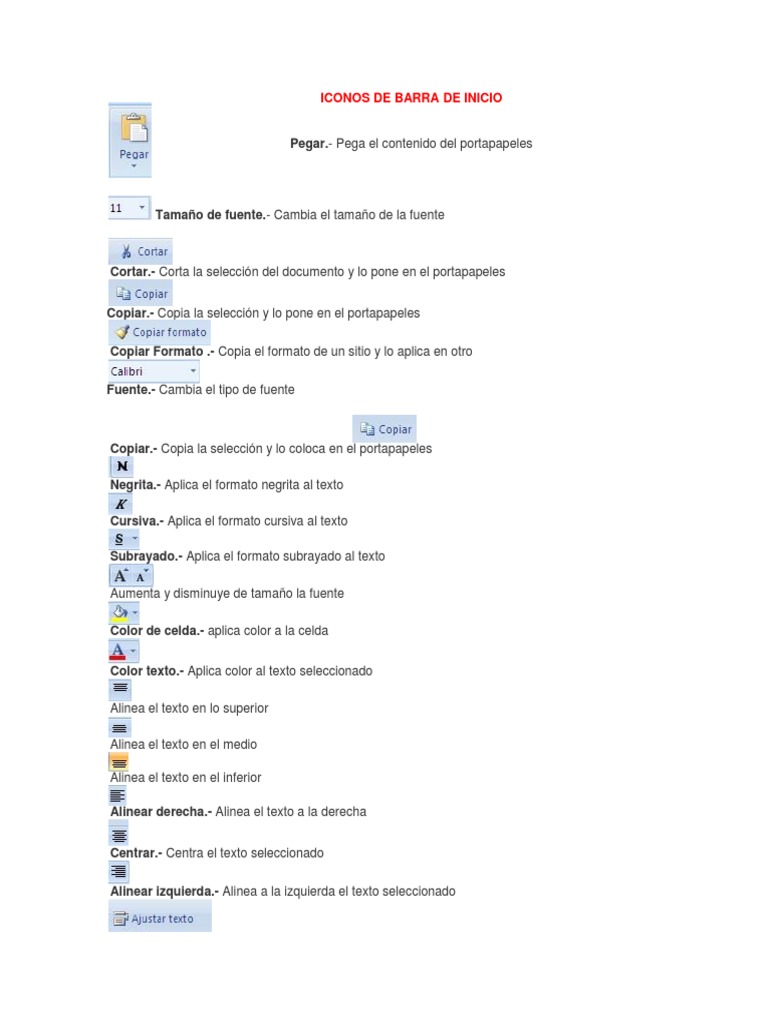 Iconos y funciones básicas de Excel | PDF | Informática | Software