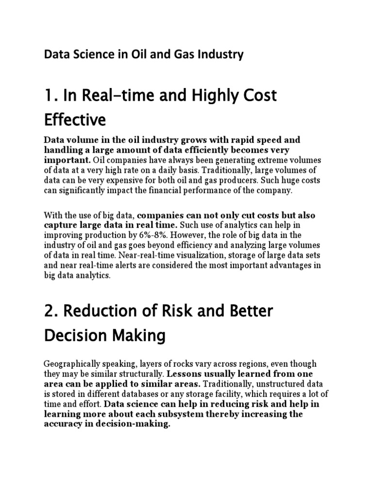 Data Science in Oil and Gas Industry-1 | PDF | Big Data | Artificial ...