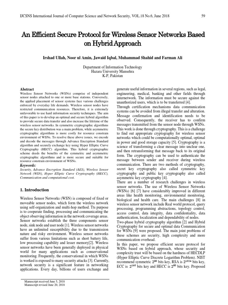 Security Protocol For WSNs | PDF | Cryptography | Key (Cryptography)