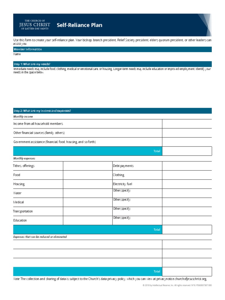 Self Reliance Plan | PDF | Family | Individualism