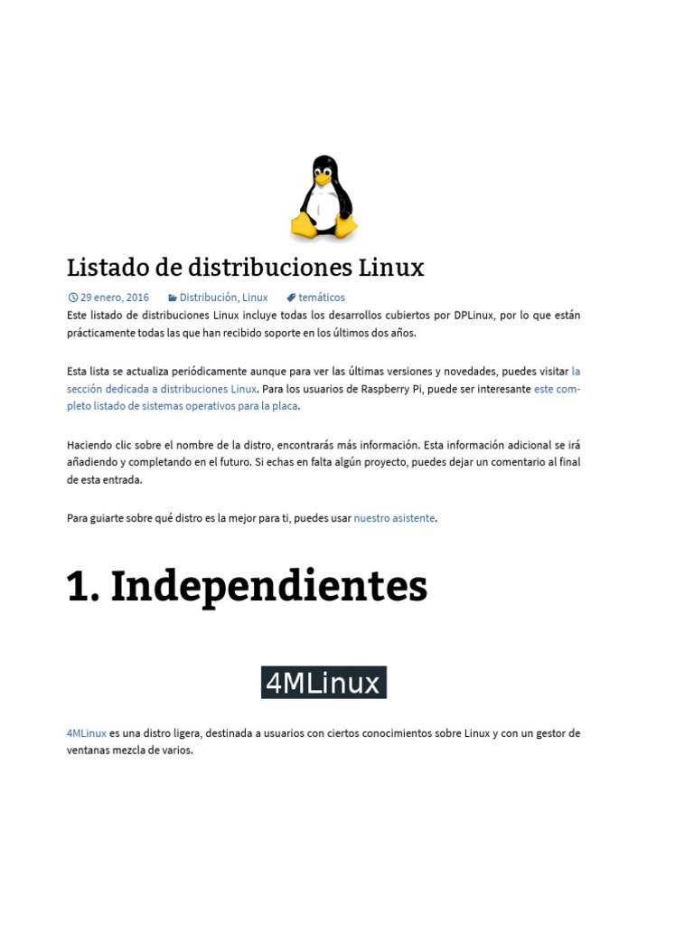 Lista de Distros Linux | PDF | Distribución de Linux | Familias de ...