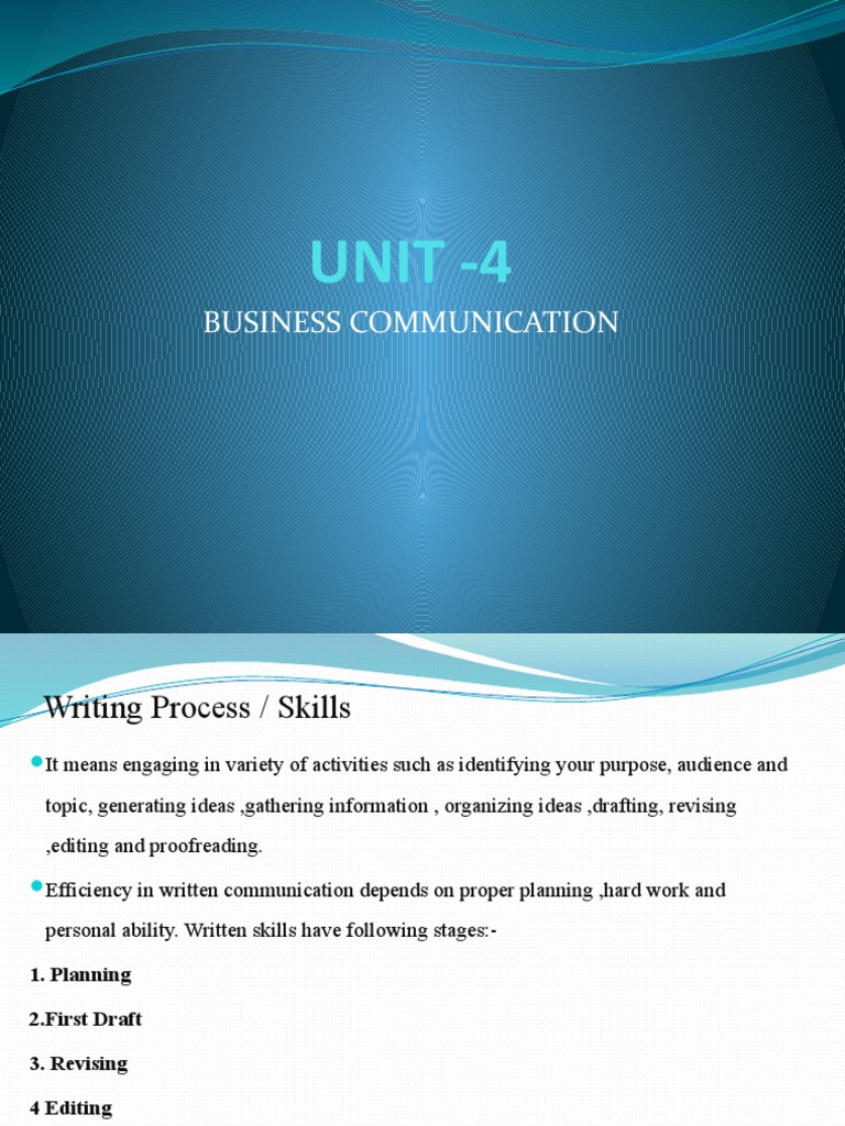 Unit - 4: Business Communication | PDF | Communication | Writing