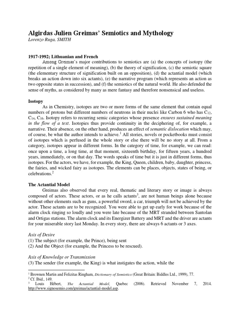 Algirdas Greimas Mythology and Semiotics PDF | PDF | Jesus | Truth