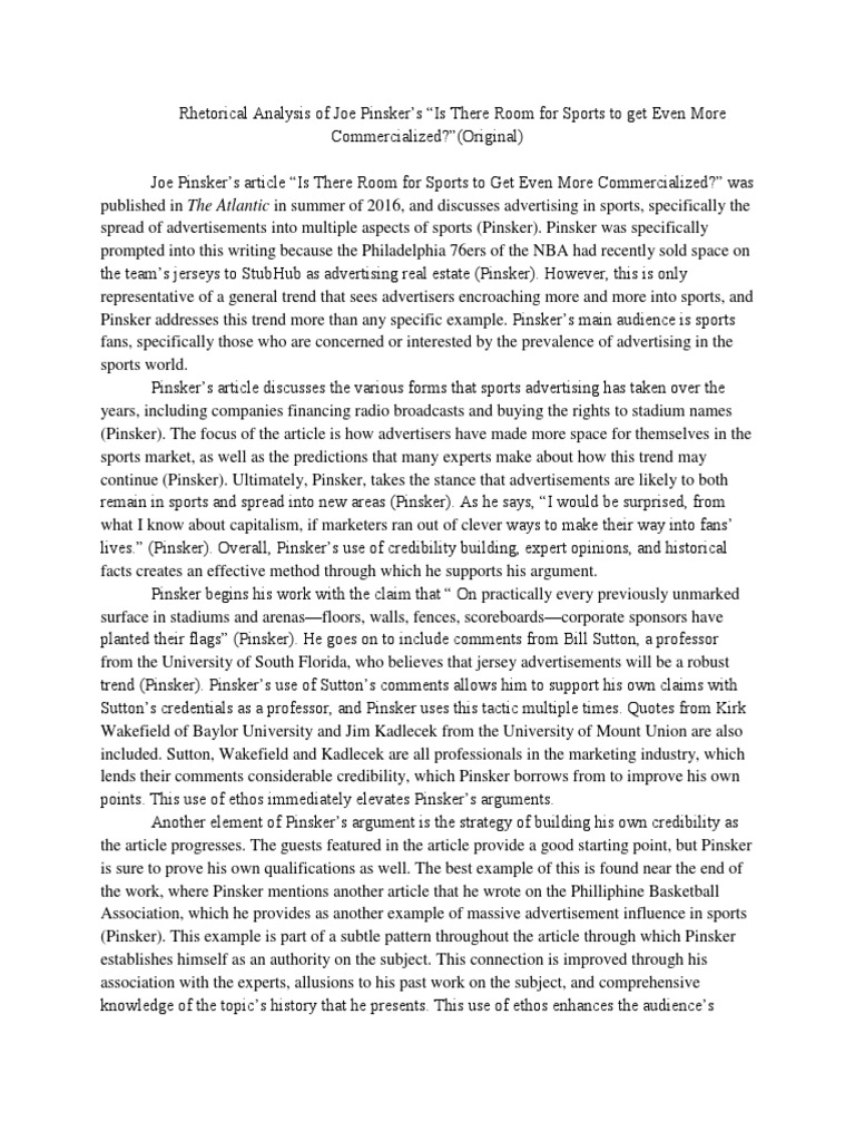 Rhetorical Analysis of Sports Advertising | PDF | Advertising | Credibility