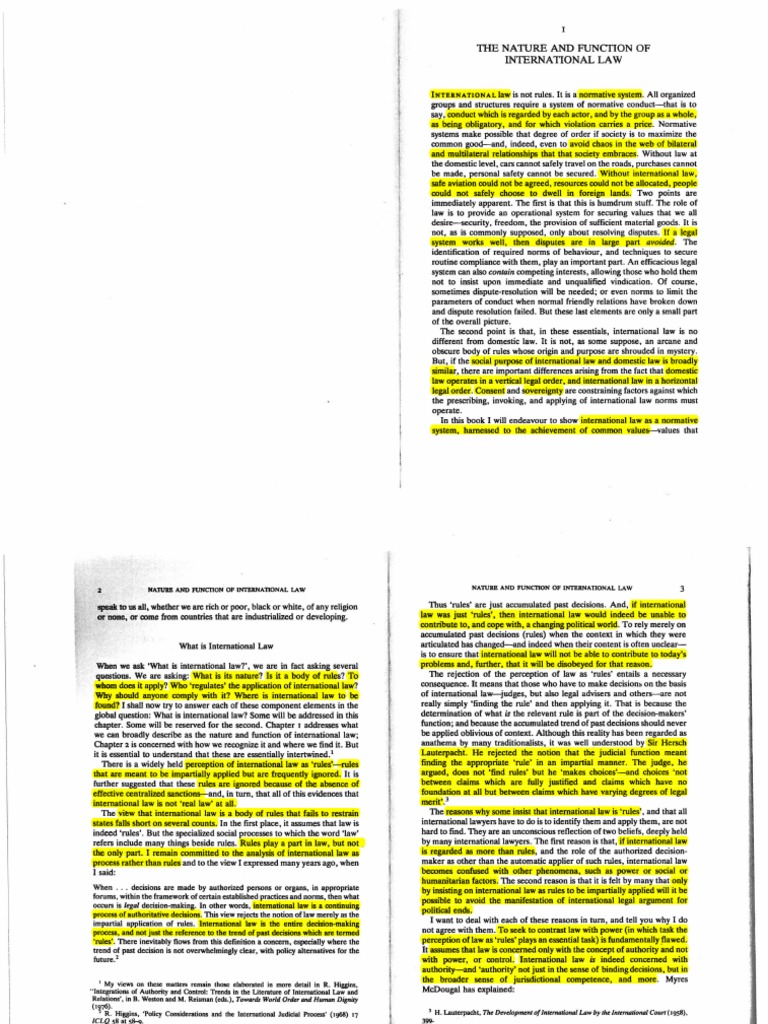 Rosalyn Higgins - Nature and Function of I-Law | PDF | International ...