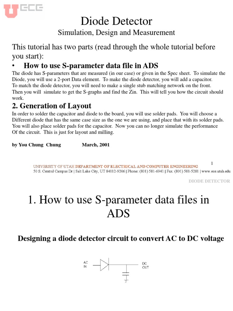 Designing and Simulating a Diode Detector Circuit Using ADS | PDF ...