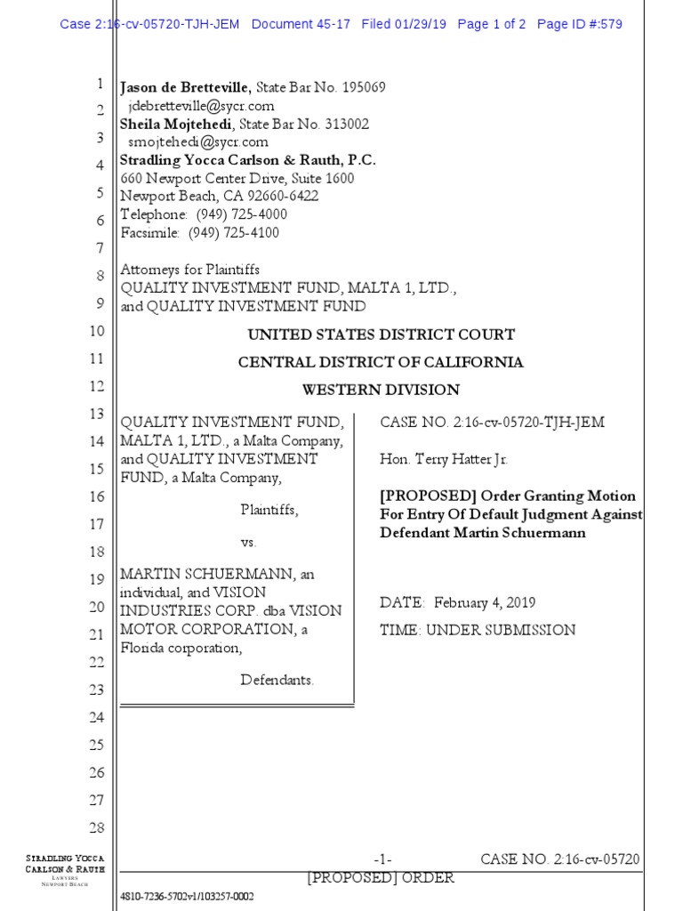 USDC Doc# 45-17 (Proposed) Order Granting Motion For Entry of Default ...