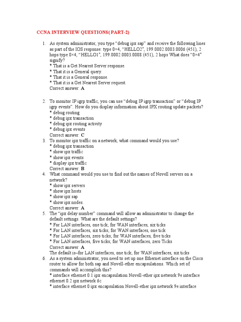 Ccna Interview Ques-2 | PDF | Router (Computing) | Ip Address