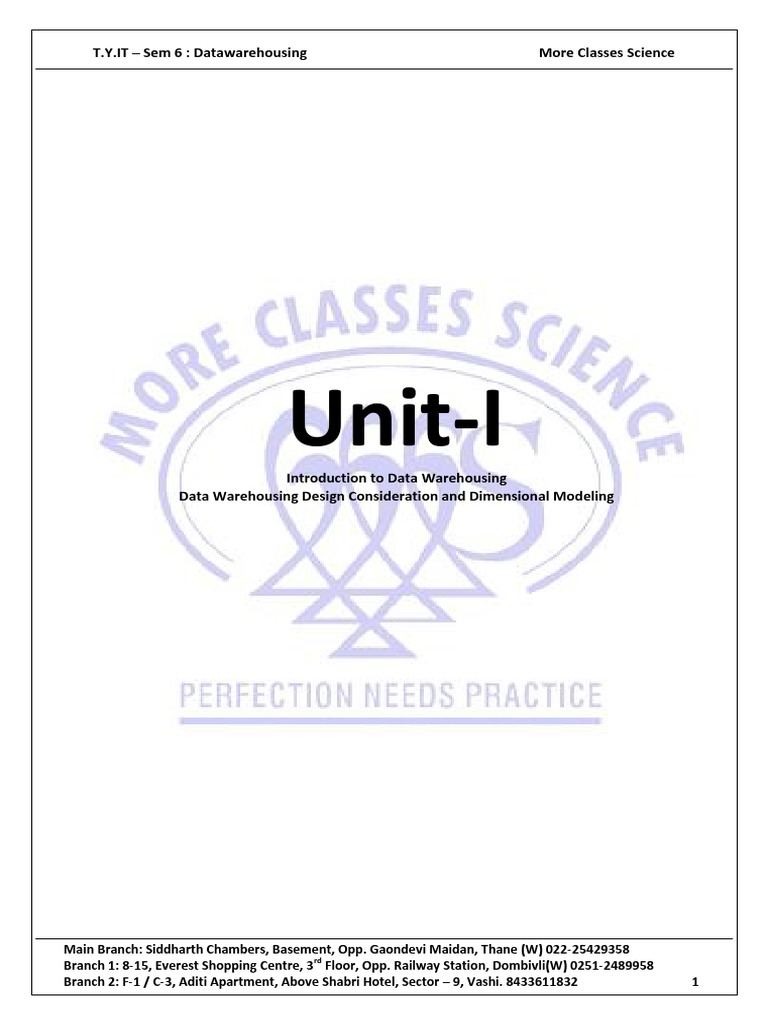TYIT Sem 6 - Datawarehousing Question Bank (Unit 1 To 6) | PDF | Data Warehouse | Databases