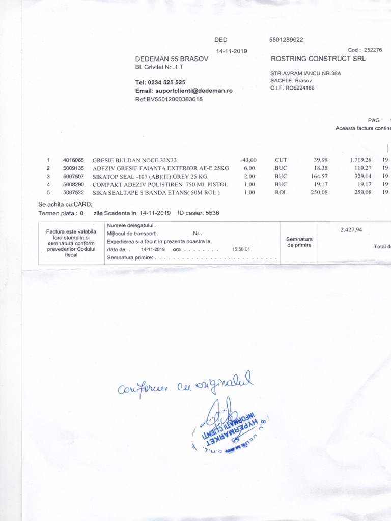 Factura Dedeman | PDF