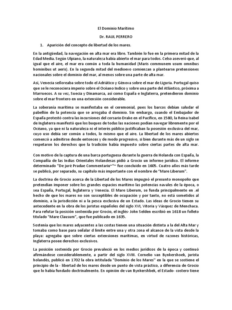 El Dominio Marítimo | PDF | Ley del mar | Aguas territoriales