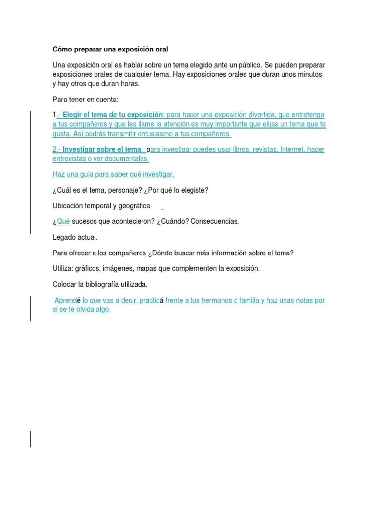 Cómo Preparar Una Exposición Oral en Primaria | PDF