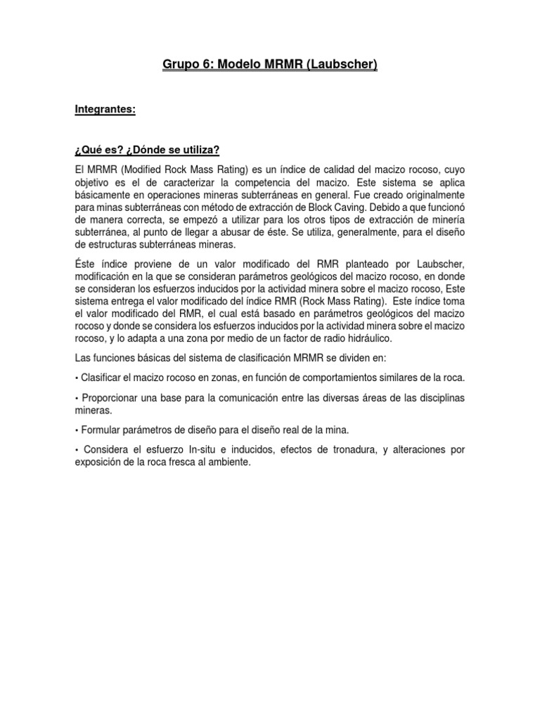 MRMR | PDF | Minería | Roca (geología)