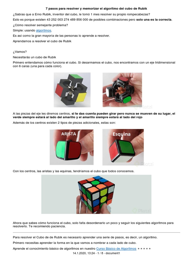 7 Pasos para Resolver y Memorizar El Algoritmo Del Cubo de Rubik | PDF ...