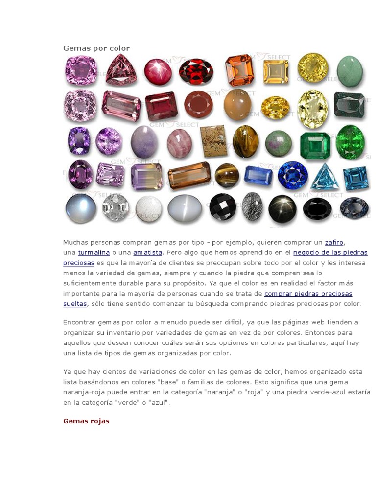 Gemas Por Color | PDF | Piedra preciosa | Diamante