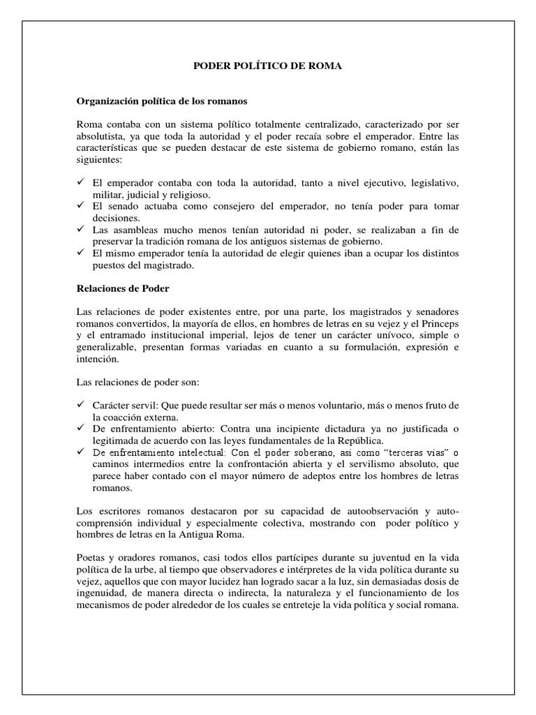 Poder Político de Roma | PDF