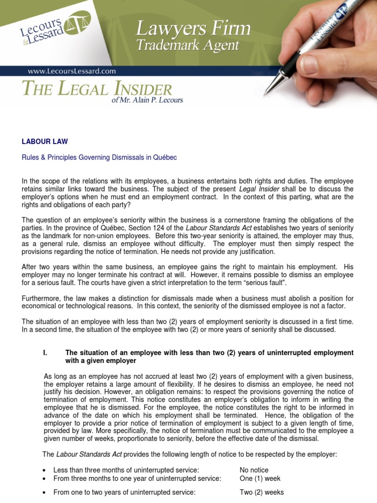 Navigating Employee Dismissals in Québec: Understanding the Rights and ...