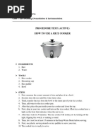 Students Worksheet Task 1: How To Cook Rice | PDF | Cooking, Food & Wine