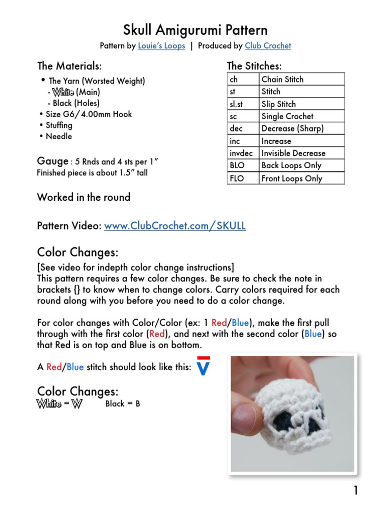 Crocheted Skull PDF Pattern Club Crochet | PDF | Crochet | Crafts