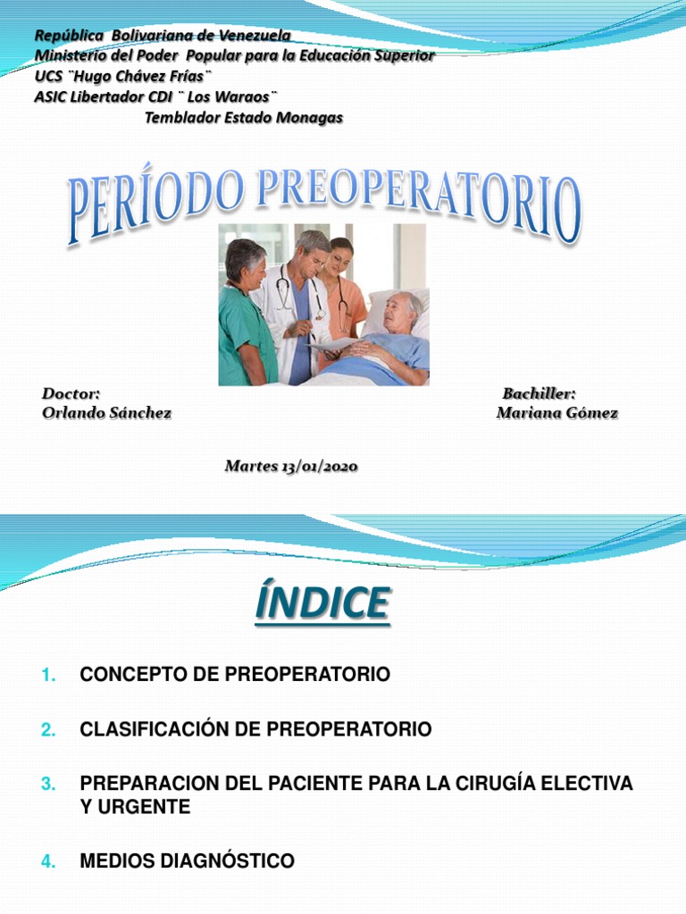 Periodo Preoperatorio 1. | PDF | Cirugía | Especialidades Medicas