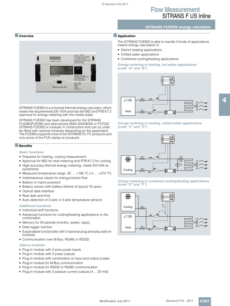 FUE950 Datasheet | PDF | Sensor | Flow Measurement