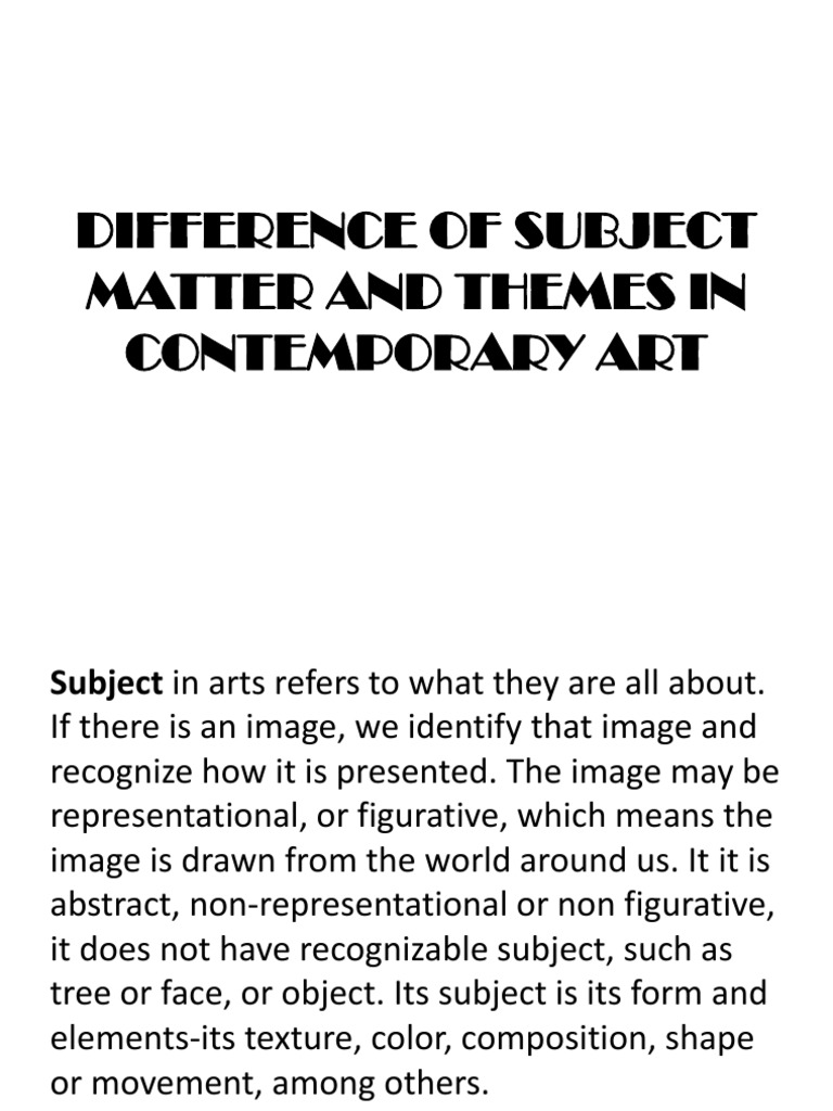 Subject Matter vs. Themes in Art | PDF