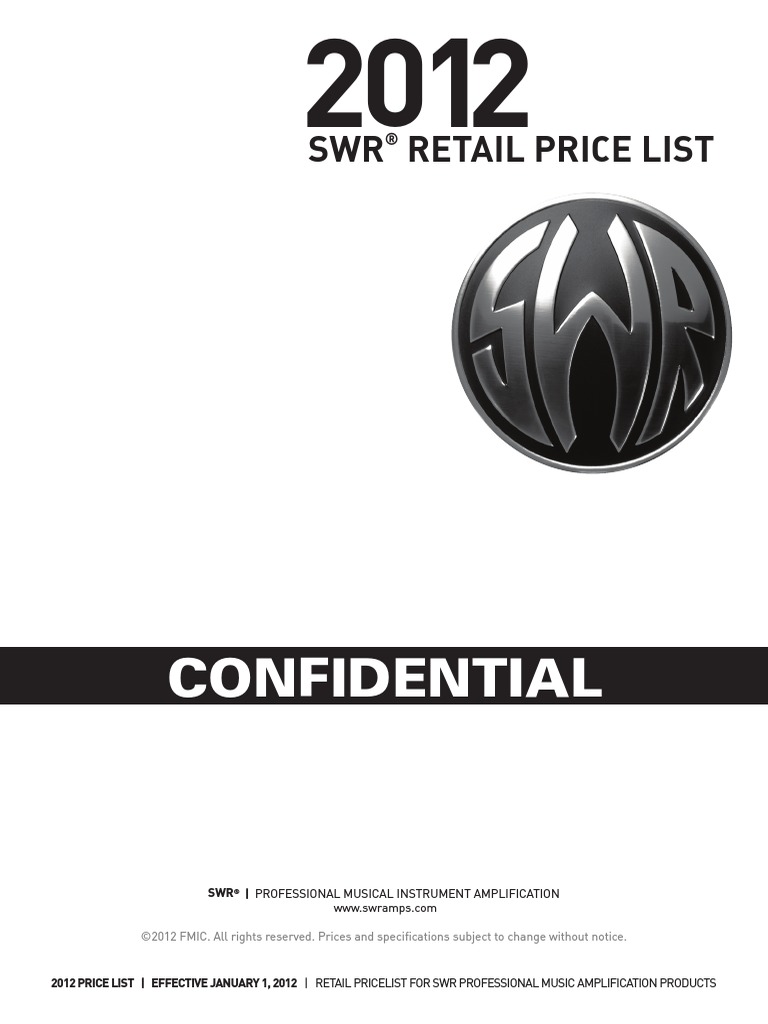 2012 SWR Pricelist | PDF | Bass Guitar | List Price