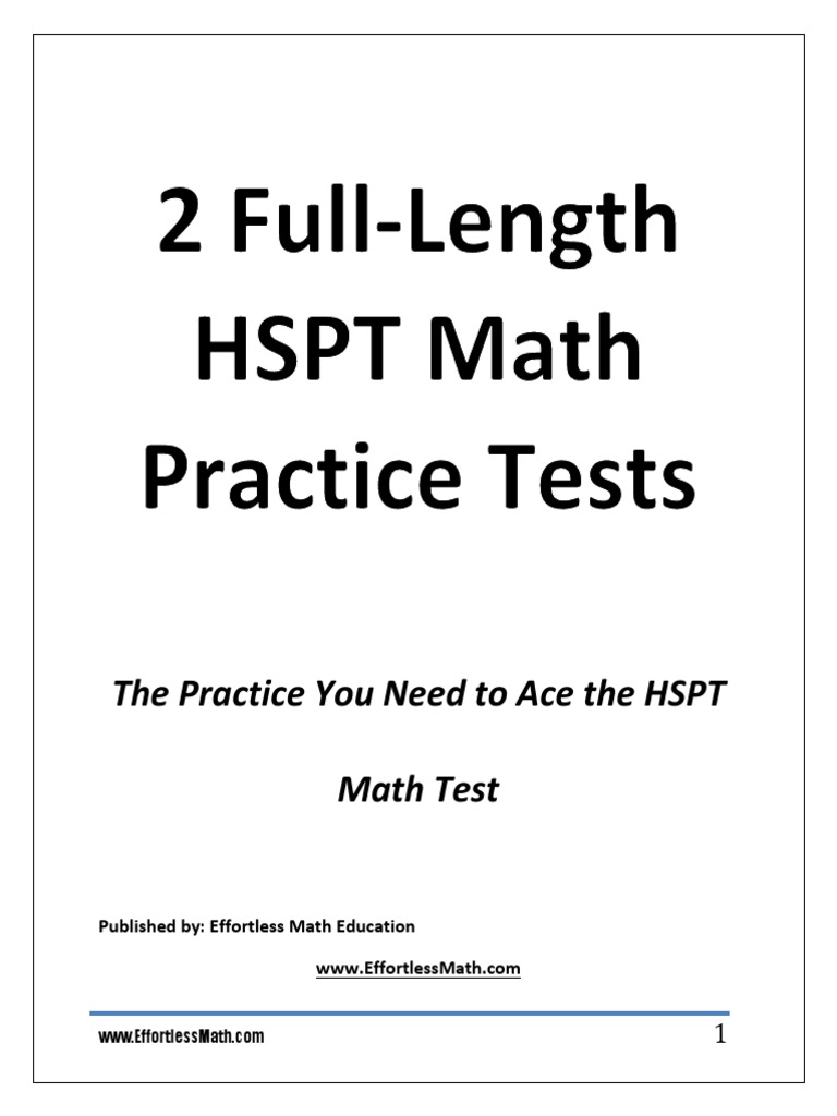 2 Full Length HSPTMath Practice Tests | PDF | Geometry | Teaching ...