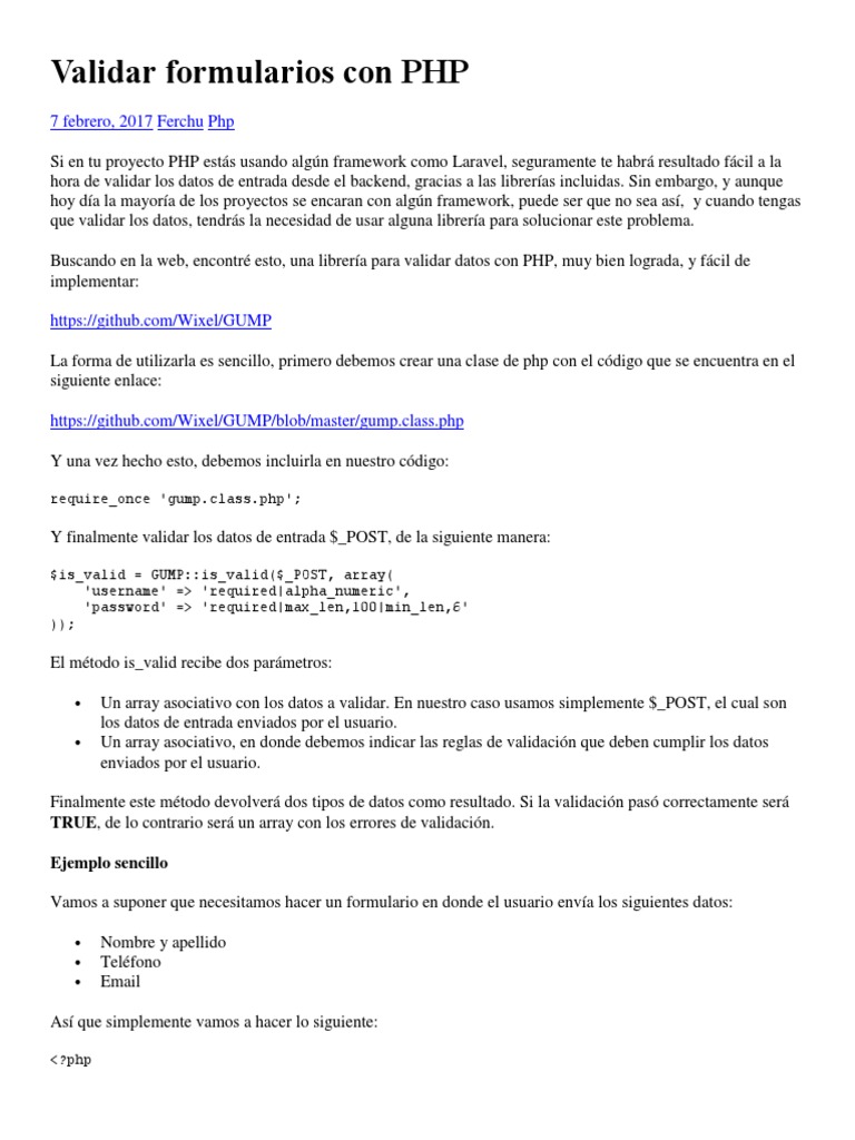 Validar Formularios Con PHP | PDF | Php | Ingeniería de software