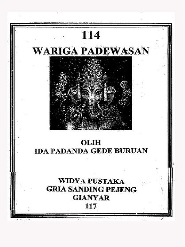 Ida Pedanda Made Buruan Wariga Pedewasaan. Intro | PDF