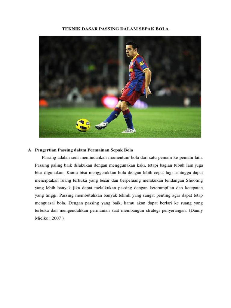 Teknik Dasar Passing Dalam Sepak Bola | PDF