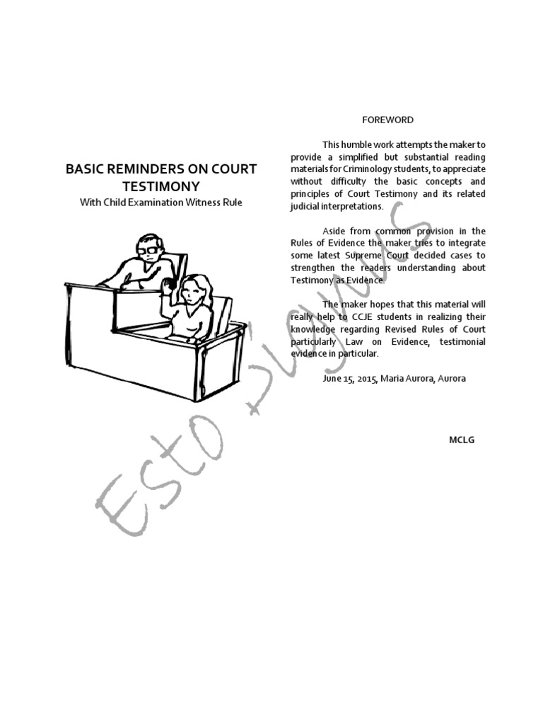 BASIC REMINDER Criminal Testimony | PDF | Affidavit | Hearsay