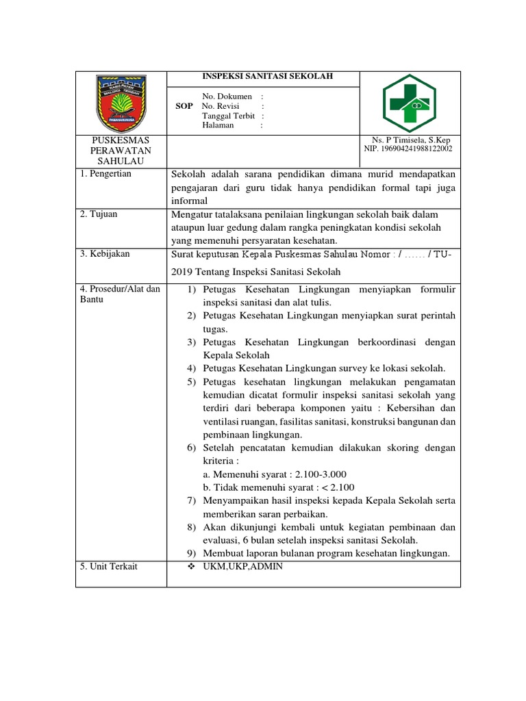 Inspeksi Sanitasi Sekolah | PDF