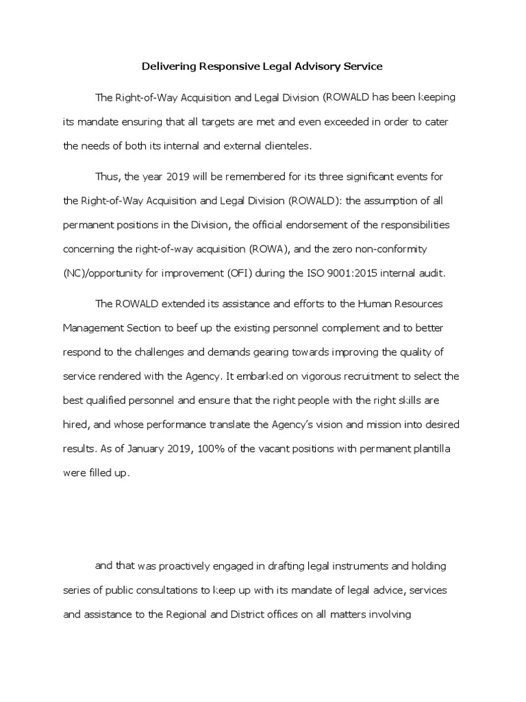 DPWH RO 1 - Legal Division: Accomplishments For 2019 | PDF | Lawsuit ...