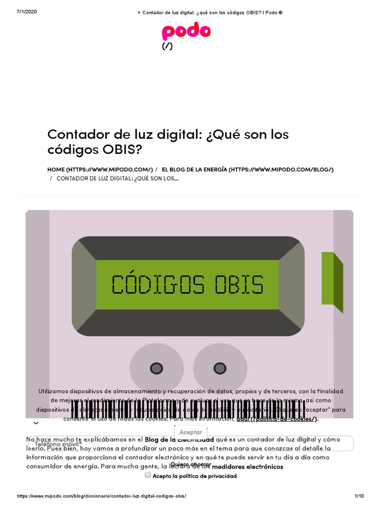Contador de Luz Digital - ¿Qué Son Los Códigos OBIS - I Podo ® PDF | PDF | Cookie HTTP | Energia ...