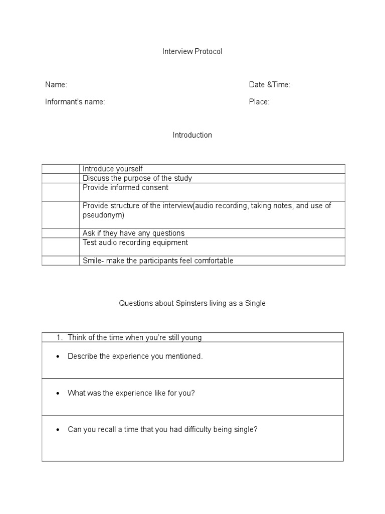 Sample of Interview Protocol (Qualitative) | PDF