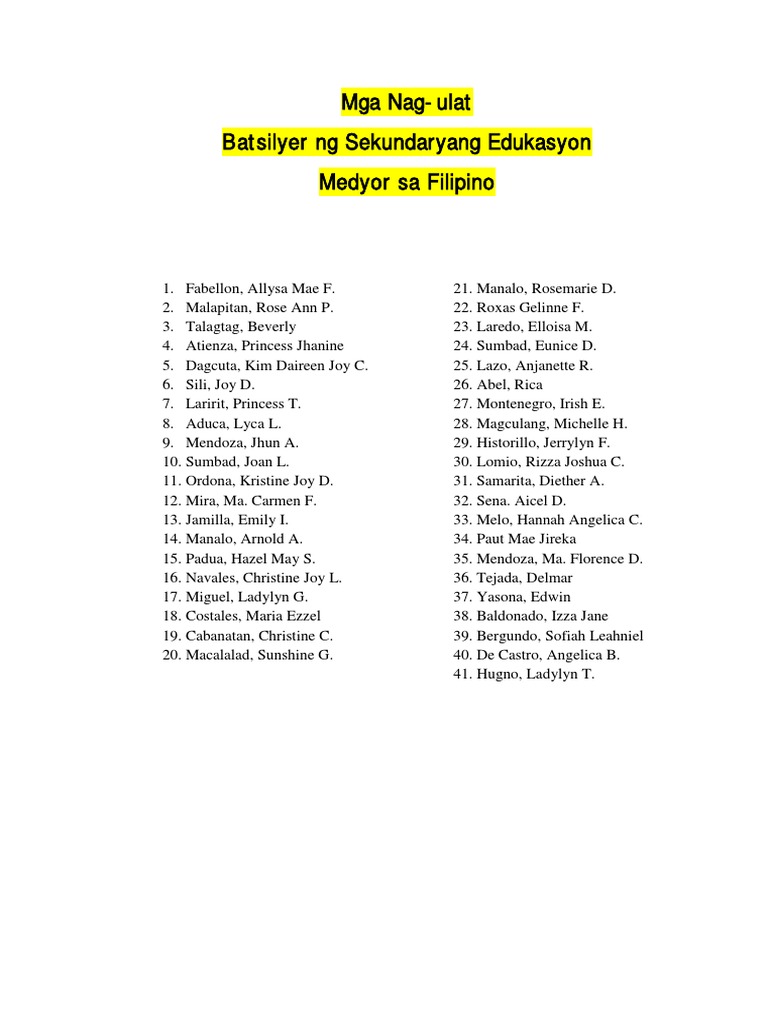 Mga Pangalan MMM | PDF