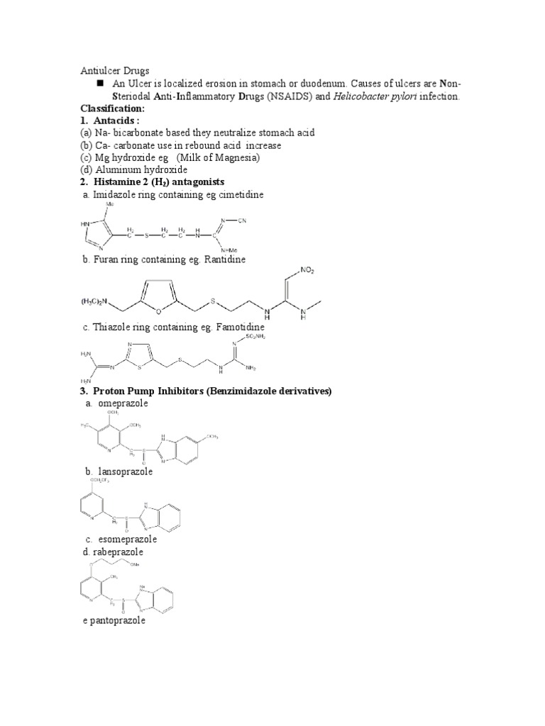 Antiulcer Drugs: Classification and Mechanism of Action | PDF | Drugs ...