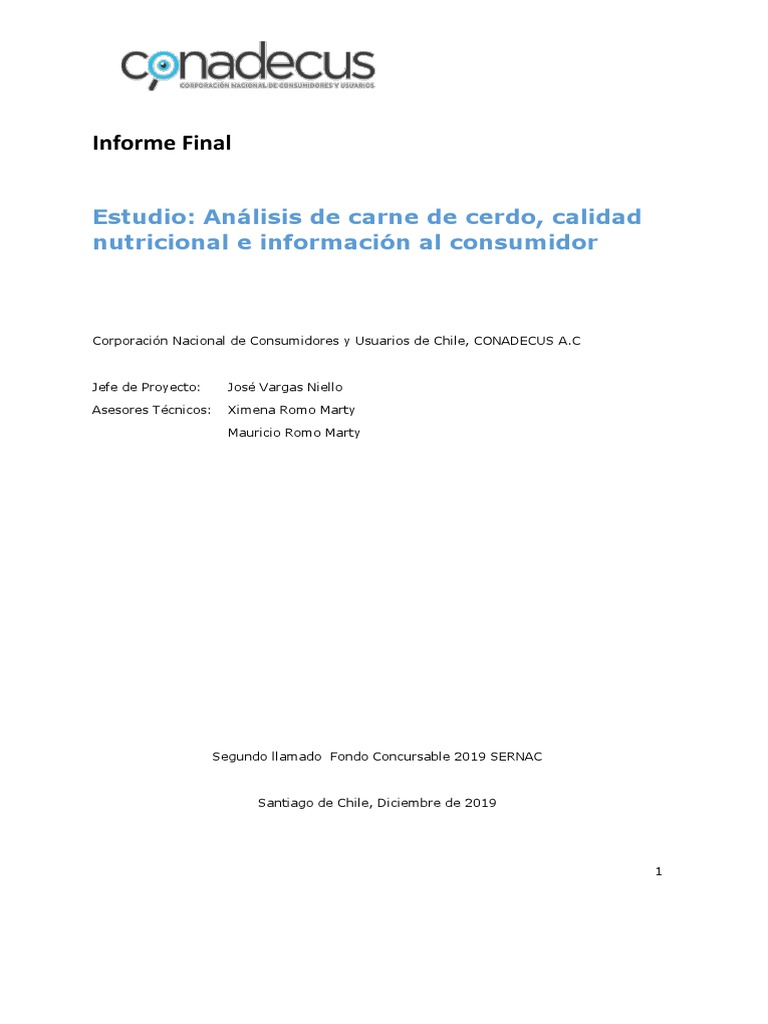 Informe Final Estudio Carne de Cerdo | PDF | Carne | Alimentos