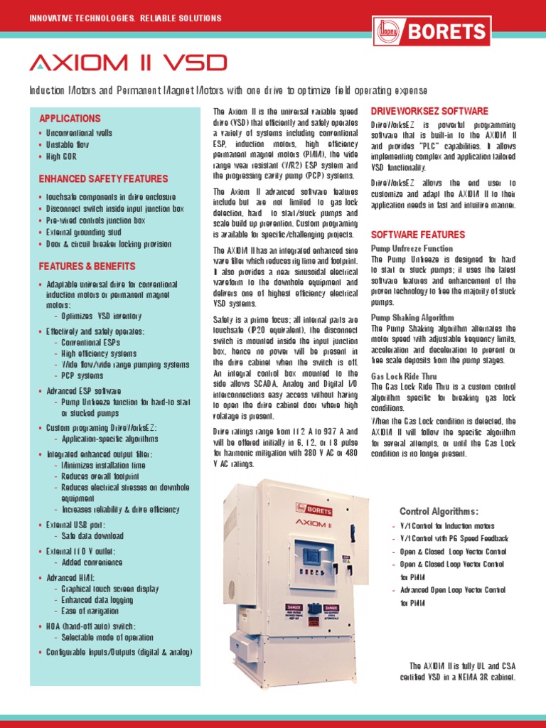 Axiom II VSD | PDF | Electric Motor | Pump